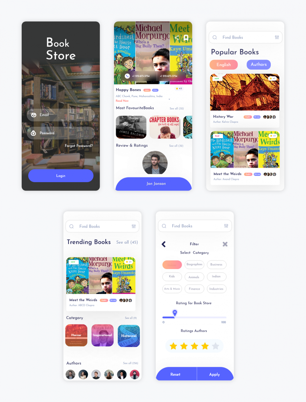 Mlito | BookStore 书店app ui .xd素材下载